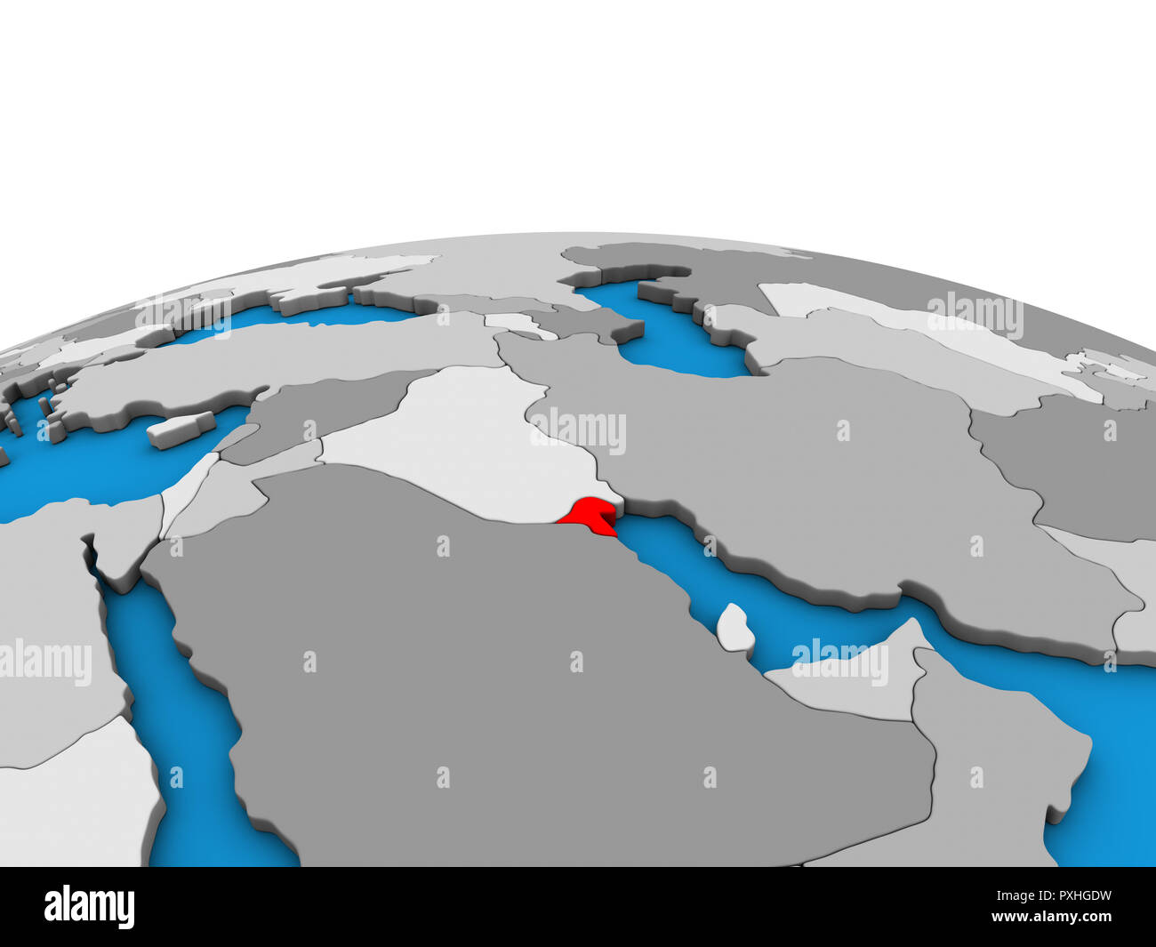 Kuwait on political 3D globe. 3D illustration Stock Photo - Alamy
