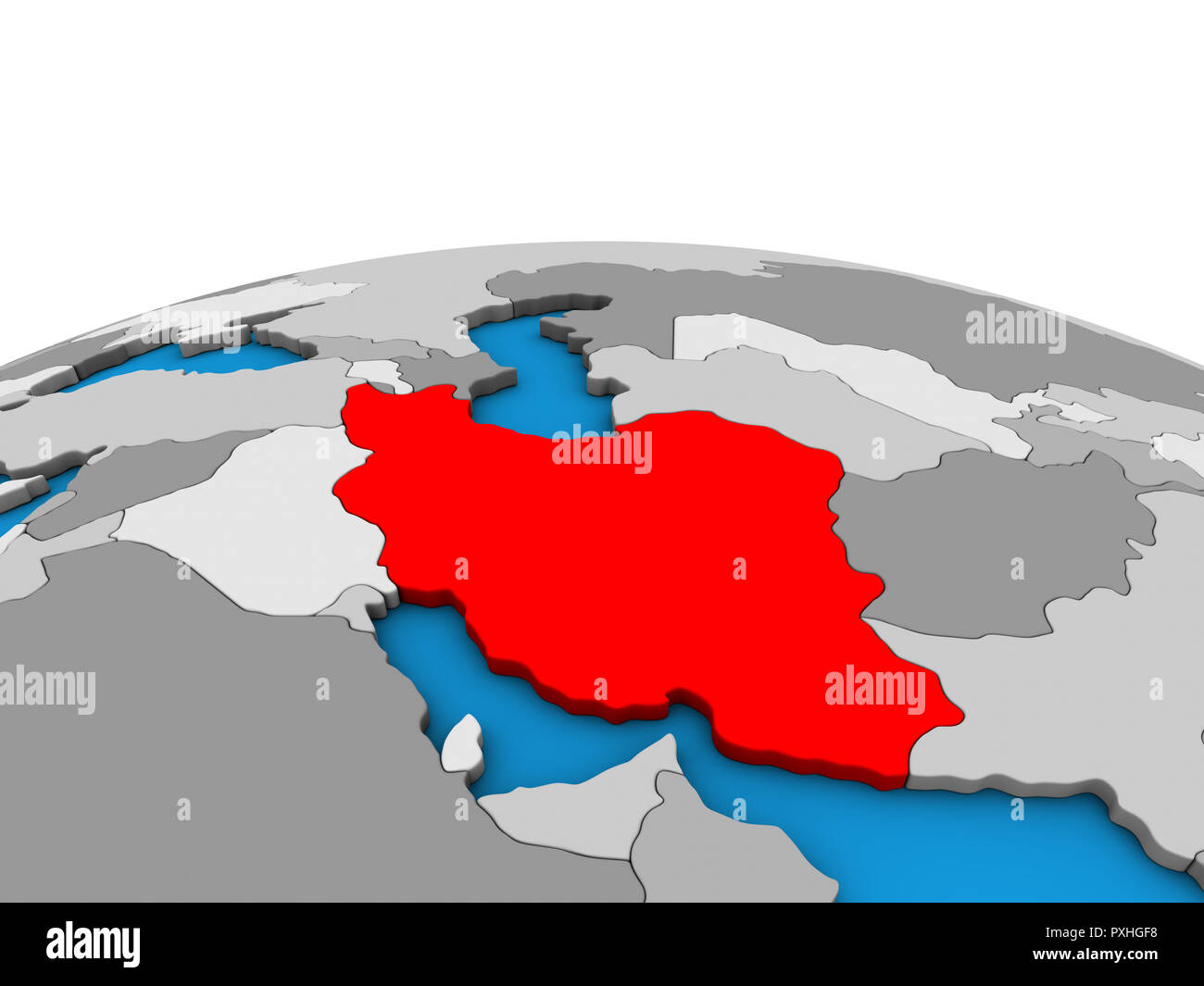 Iran on political 3D globe. 3D illustration Stock Photo - Alamy