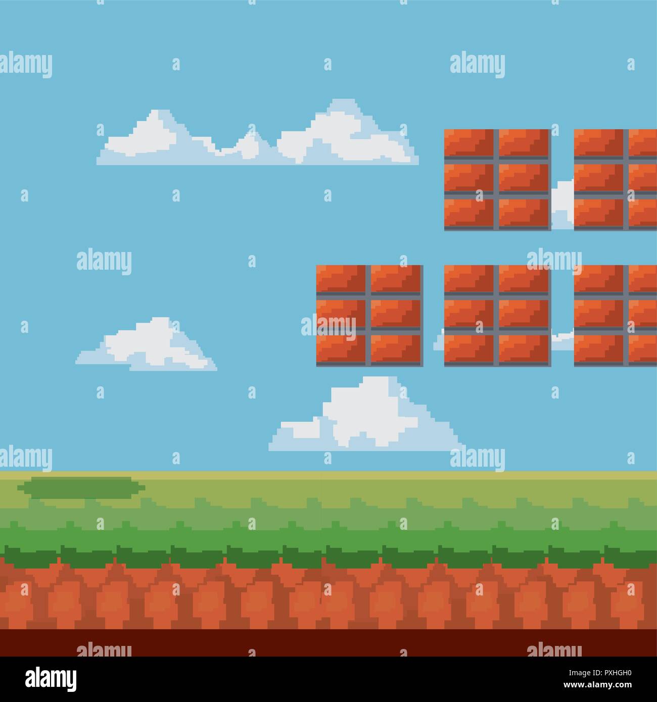 screen level video game pixel vector illustration Stock Vector Image ...