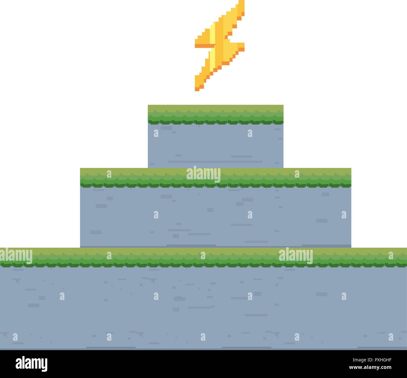thunderbolt level scene pixel video game vector illustration Stock ...