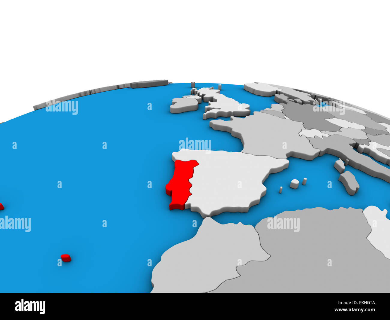 Portugal on political 3D globe. 3D illustration Stock Photo - Alamy