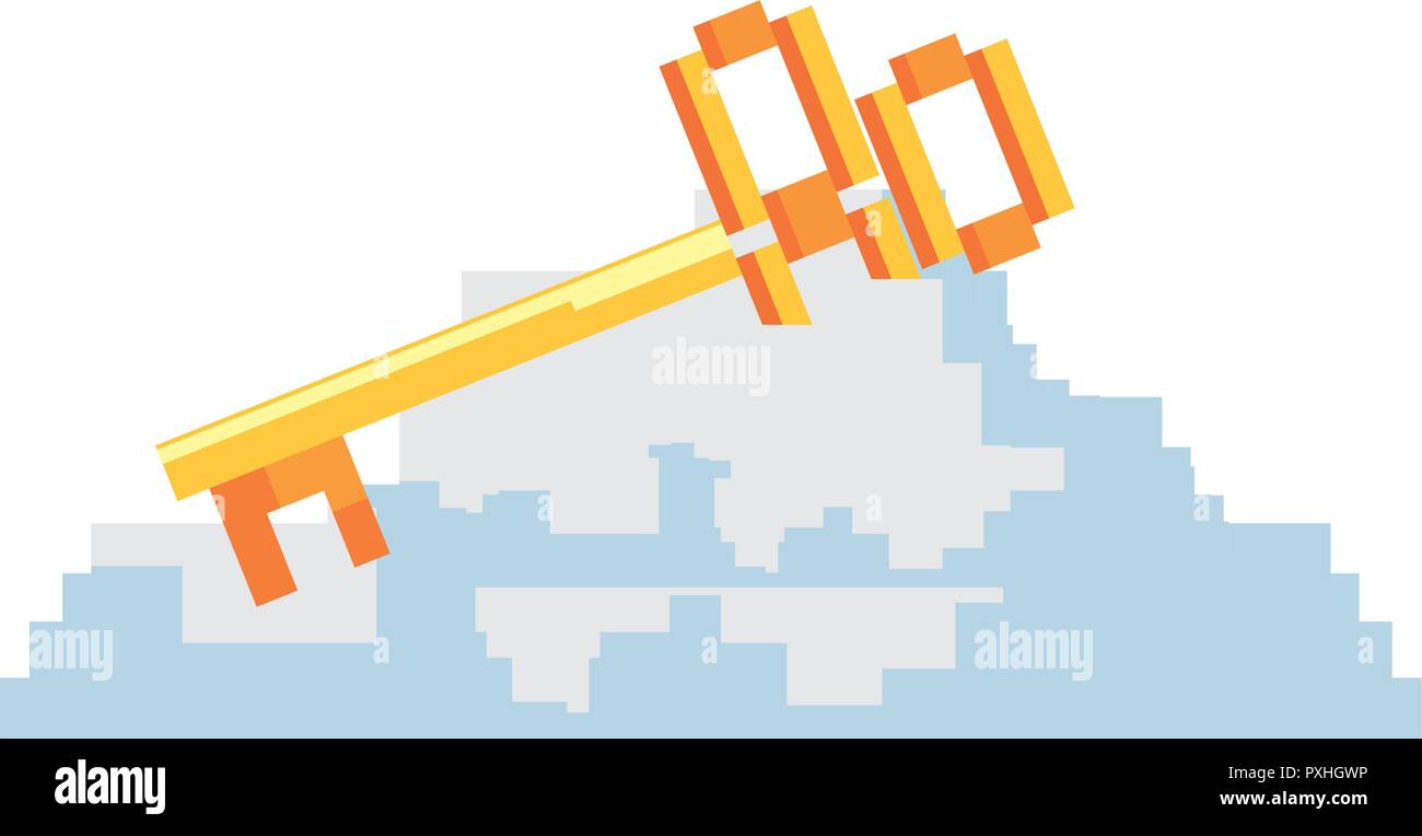 key cloud pixel video game vector illustration Stock Vector Image & Art ...