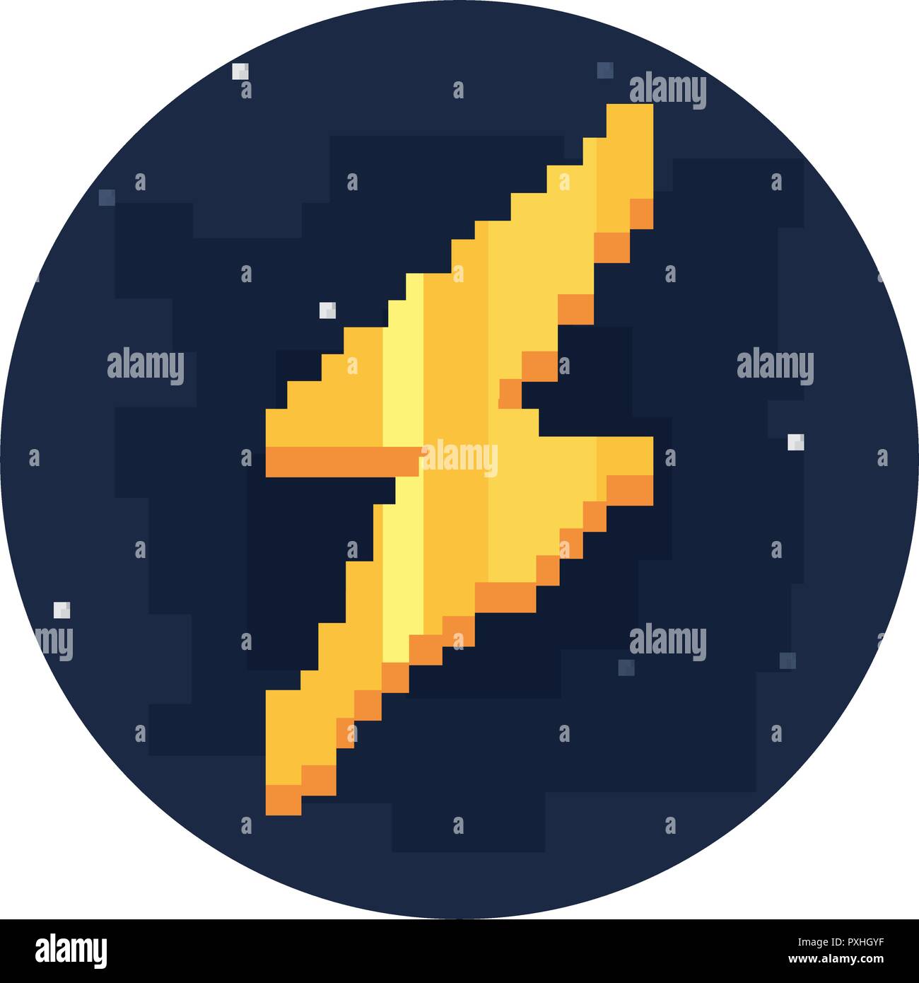 thunderbolt in night pixel video game vector illustration Stock Vector ...