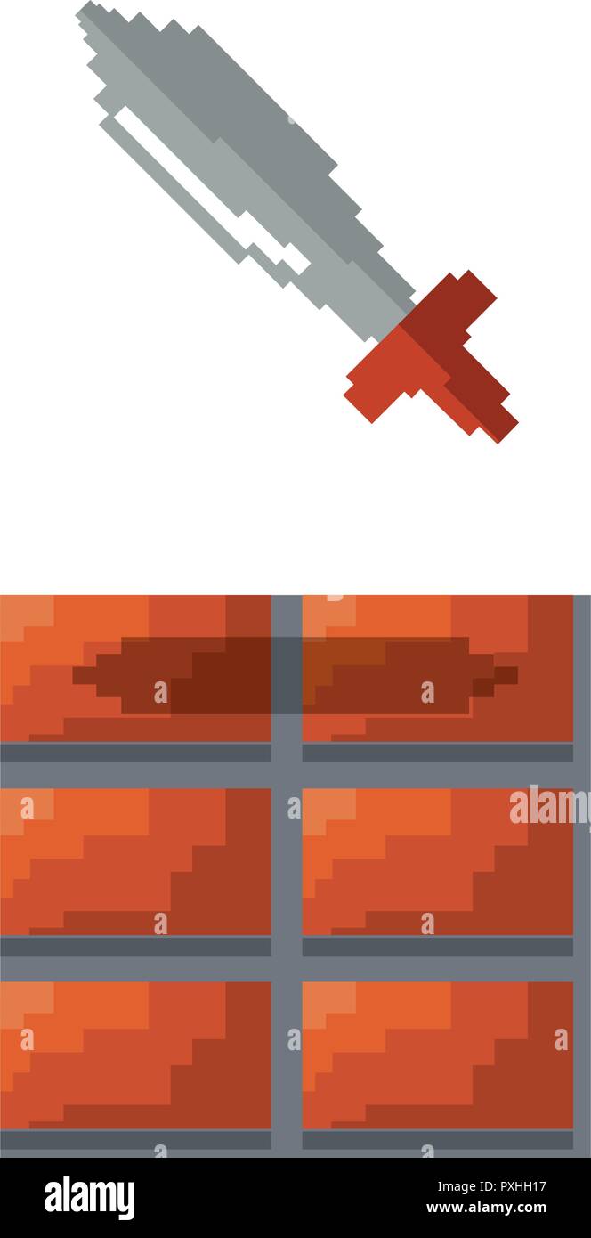 sword brick wall video game vector illustration Stock Vector Image ...