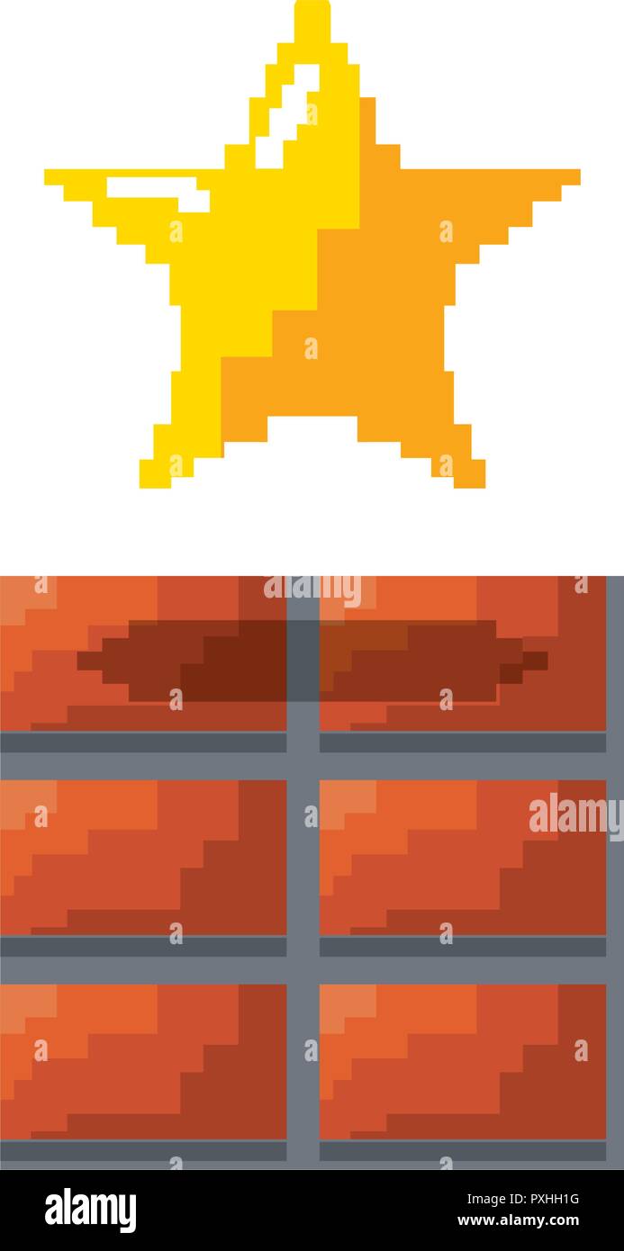 gold star brick wall video game vector illustration Stock Vector Image ...