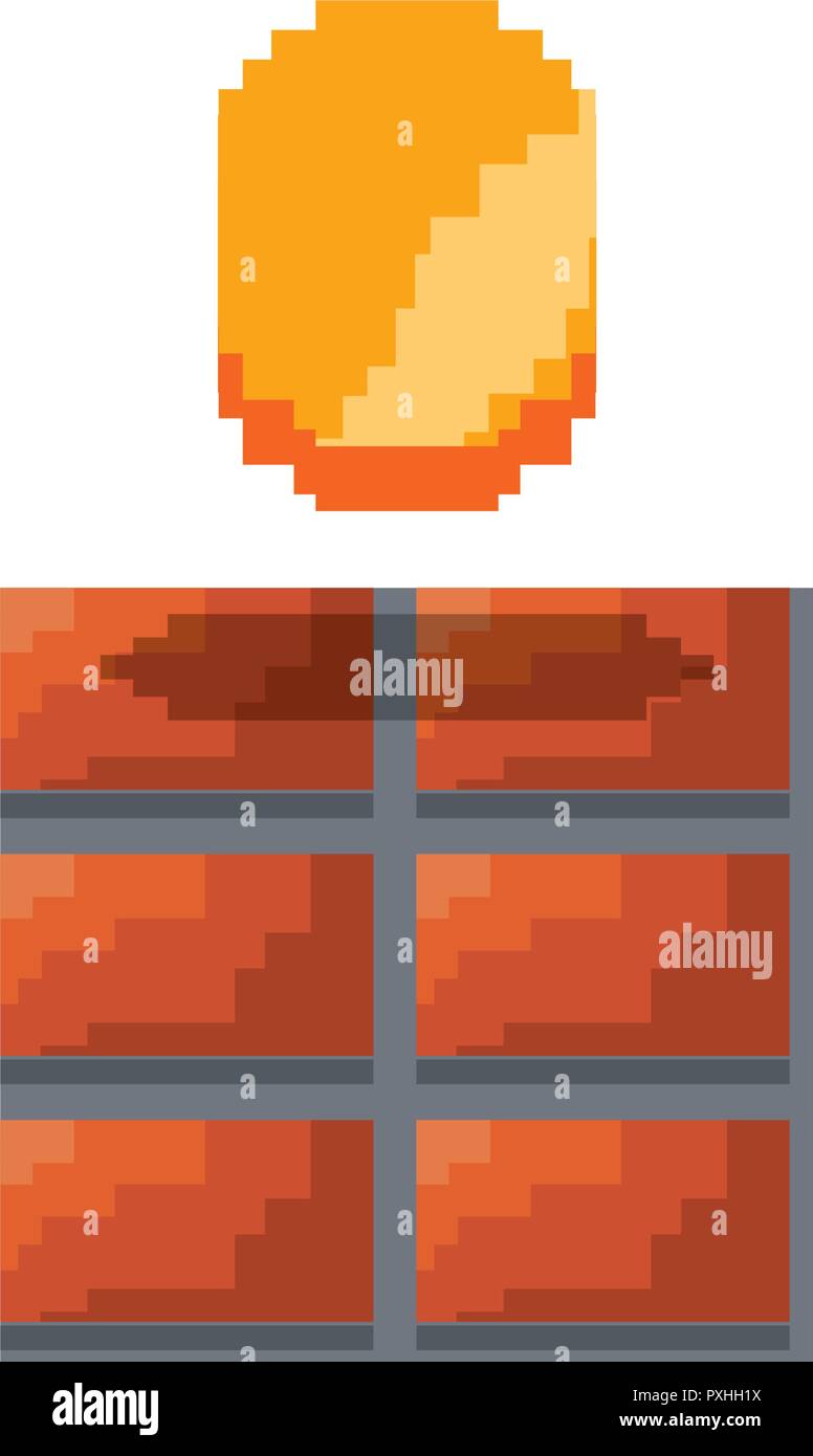 gold coin brick wall video game vector illustration Stock Vector Image ...