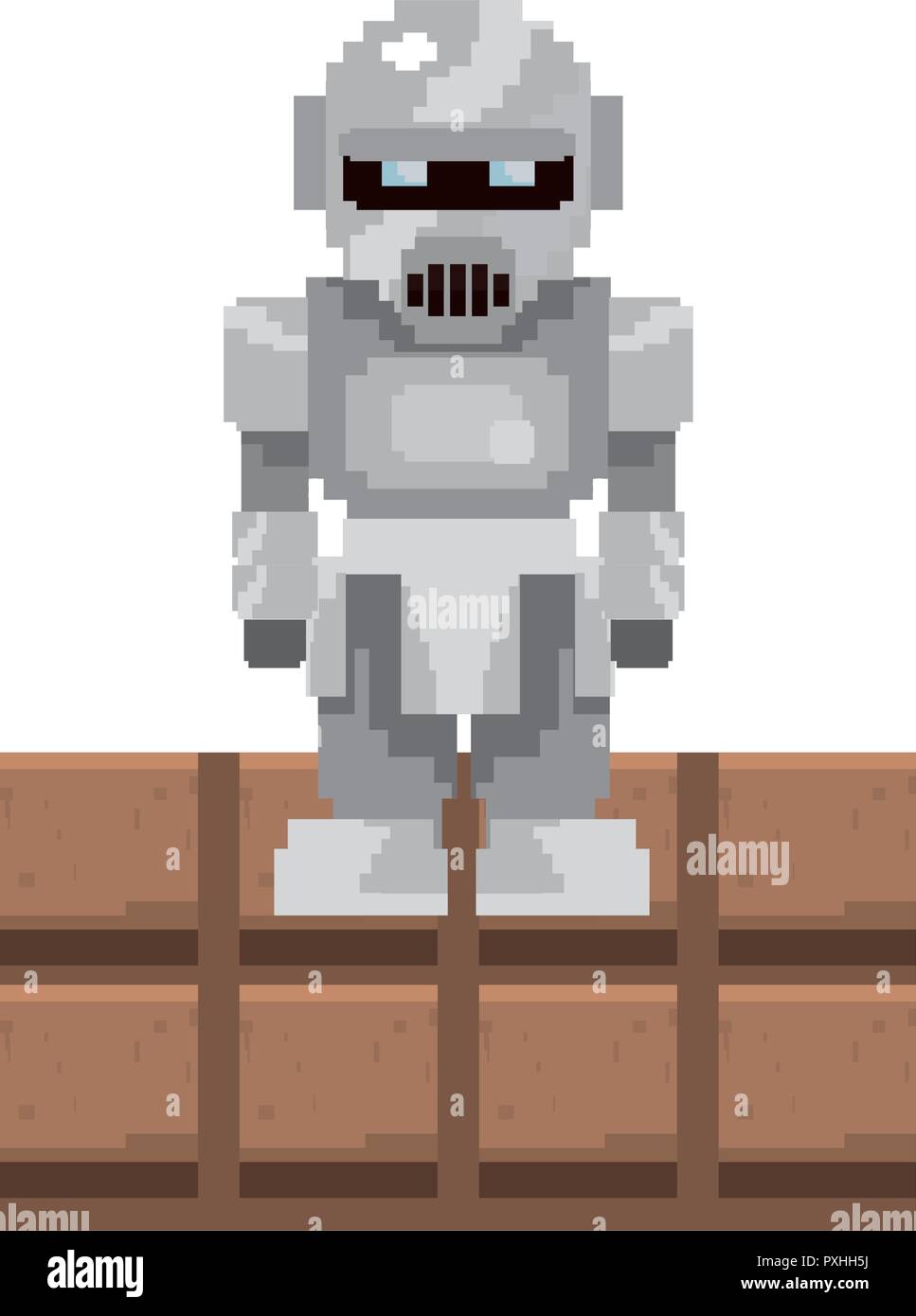 robot on blocks pixel video game vector illustration Stock Vector Image ...