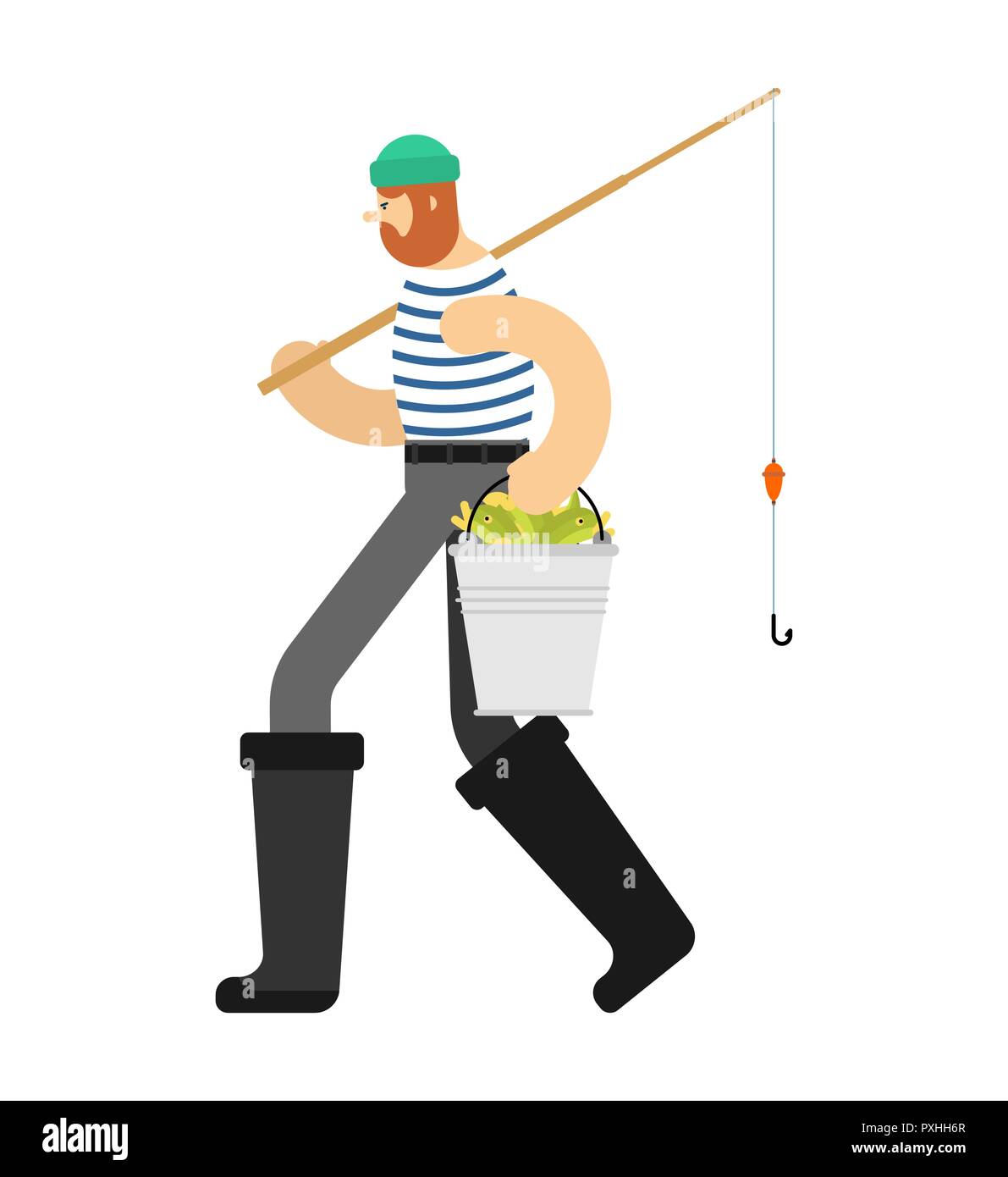 Fisherman go. Fishing and fishing rod. Vector Illustration Stock Vector ...