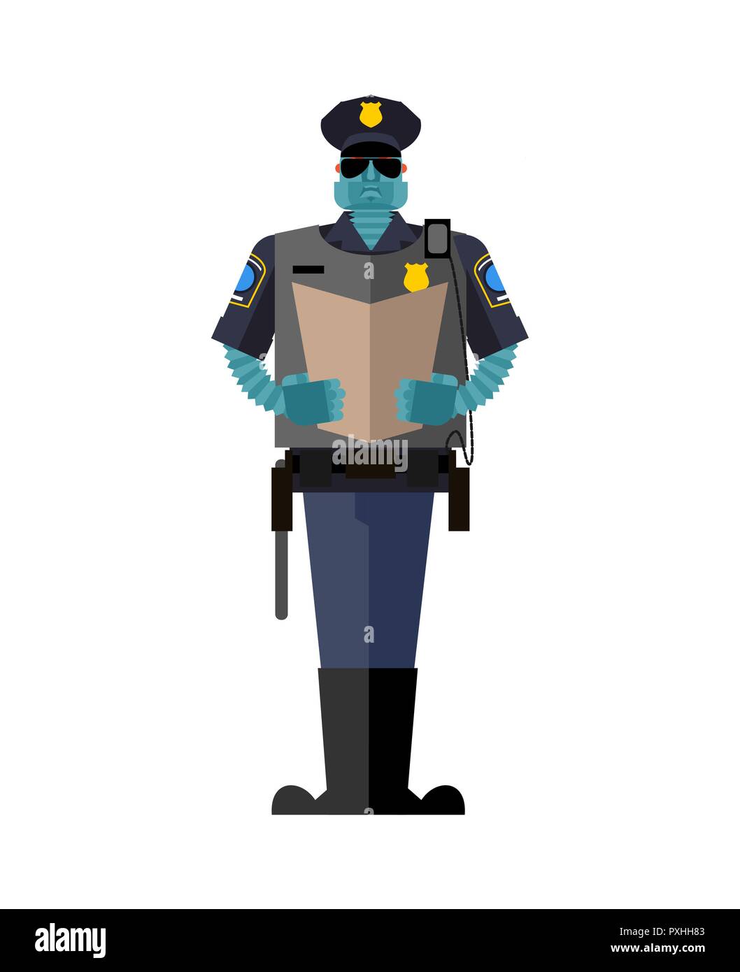 Cop robot. Policeman Cyborg. Officer Police robotic man Future. Vector ...
