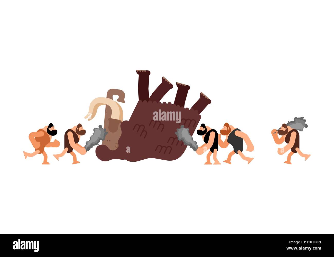Hunt for mammoth. caveman Prehistoric man Hunter. Homosapiens people ...