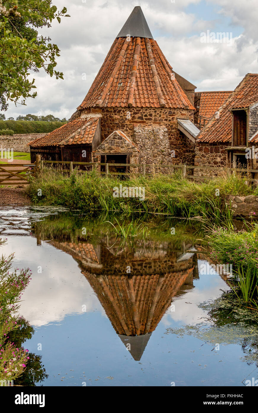 Preston Mill East Linton showing the conical pantiled kiln building ...