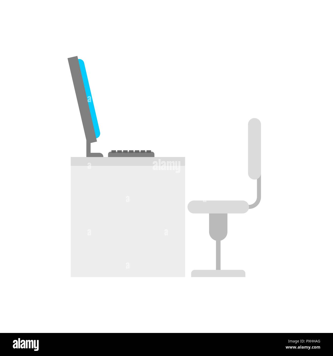 Computer on table. office workplace PC . Computer chair. Keyboard and ...