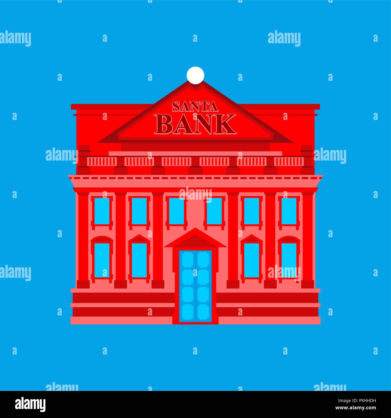 Santa Claus Bank building red. Christmas financial architecture with ...