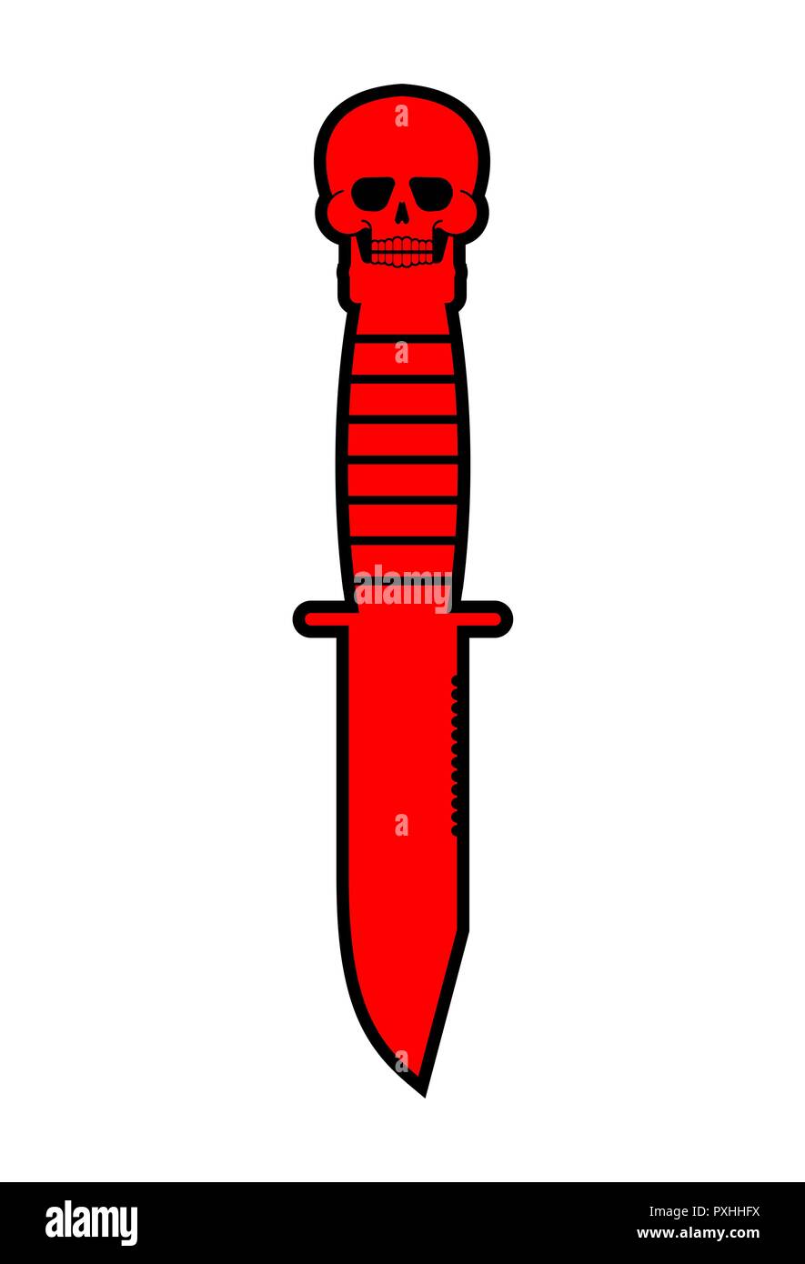 Knife skull handle isolated. Cold weapon vector illustration Stock ...