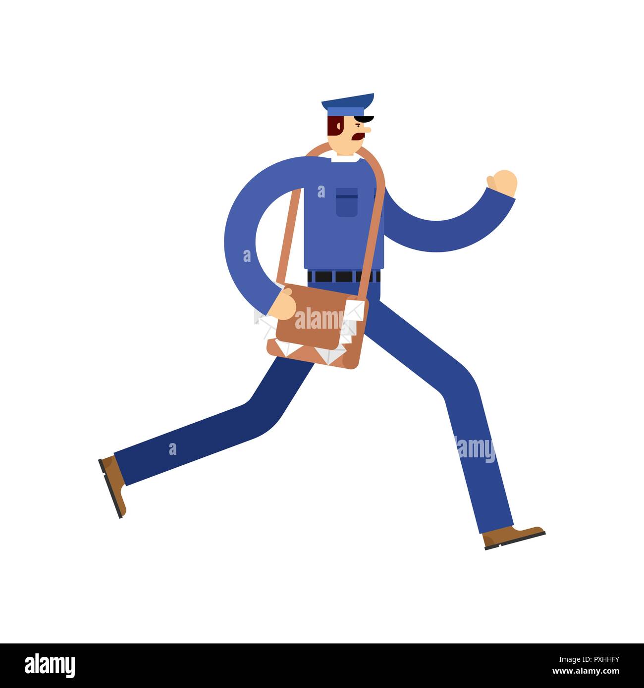 Postman run and postage bag. Mailman and mail Stock Vector Image & Art ...