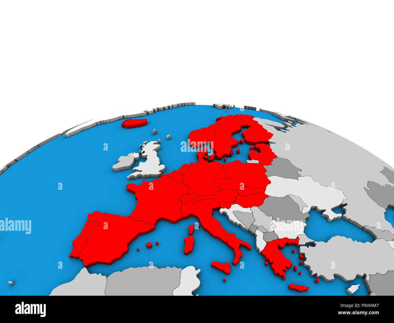 Schengen Area members on political 3D globe. 3D illustration Stock ...
