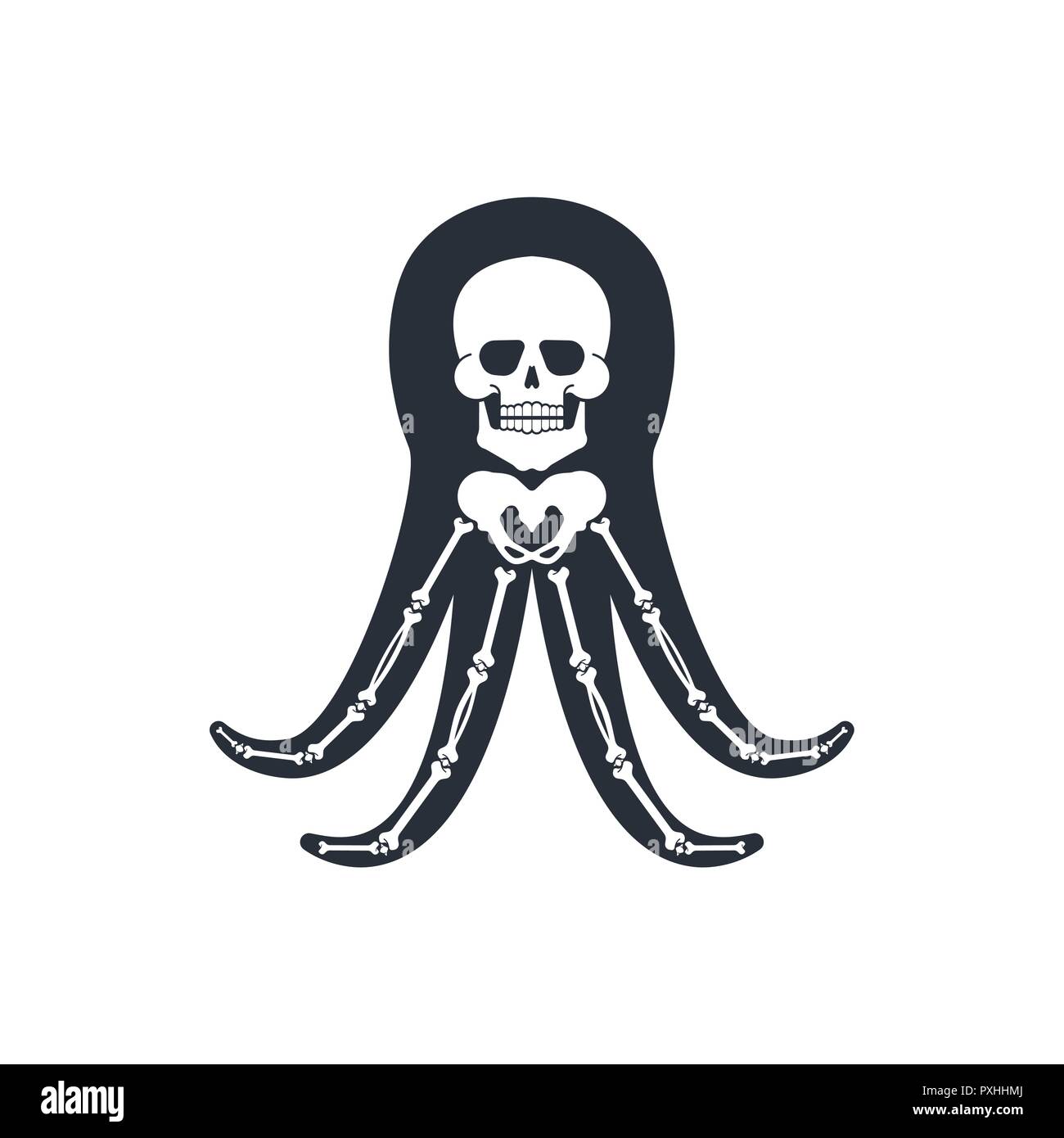Octopus Anatomy skeleton. Poulpe Sea monster. Vector aquatic animal ...