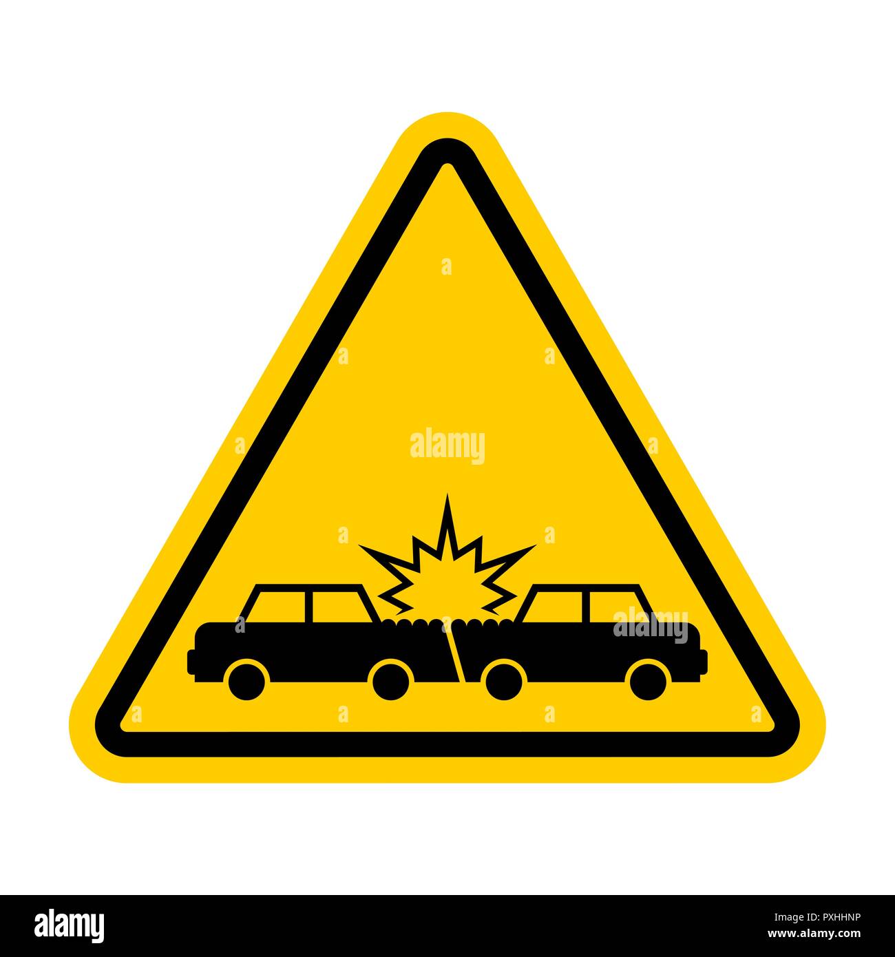 Attention Car crash. Caution Accident cars. Transportation wreck symbol ...