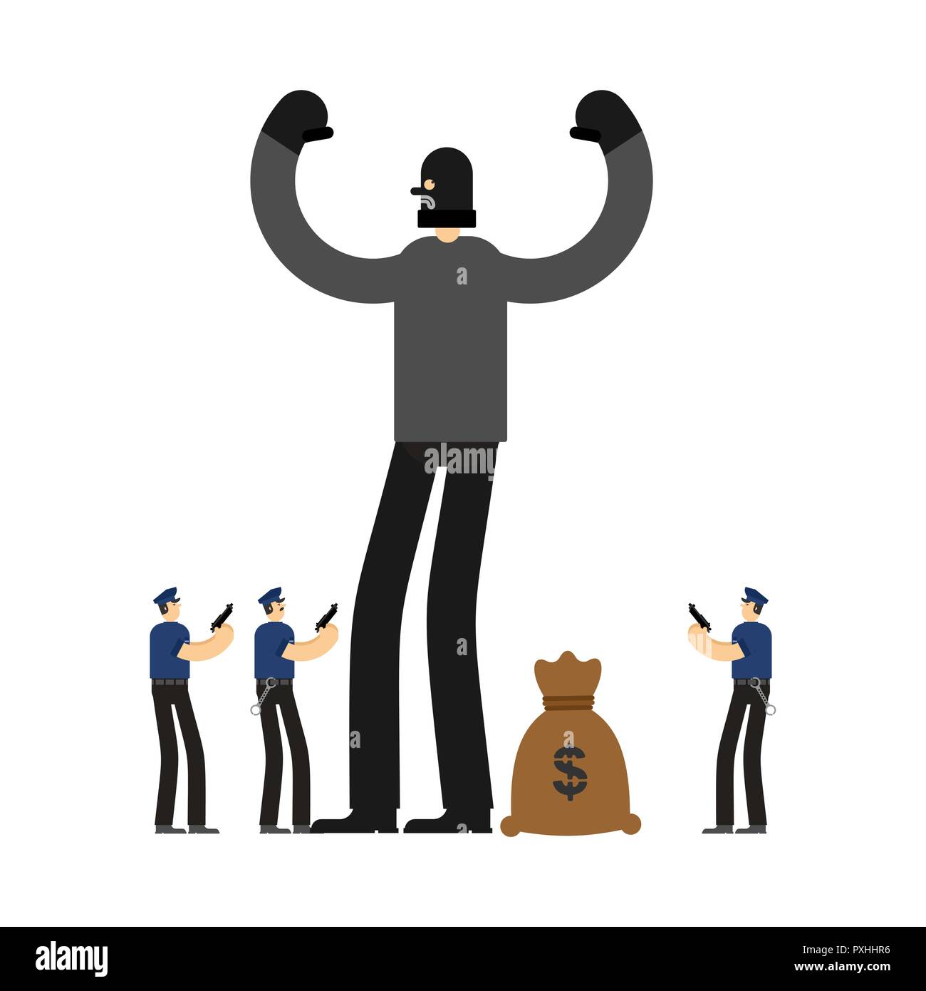 Cop and Robber Detention. Policeman and burglar arrest. Officer Police ...