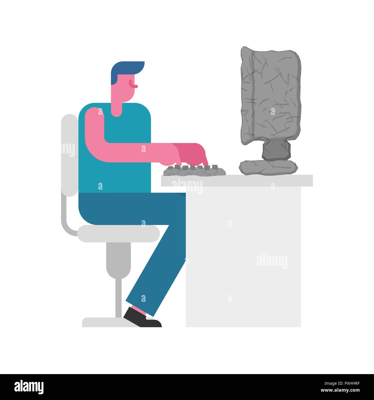 Guy plays at computer. Boy and Computer Games Stock Vector Image & Art ...