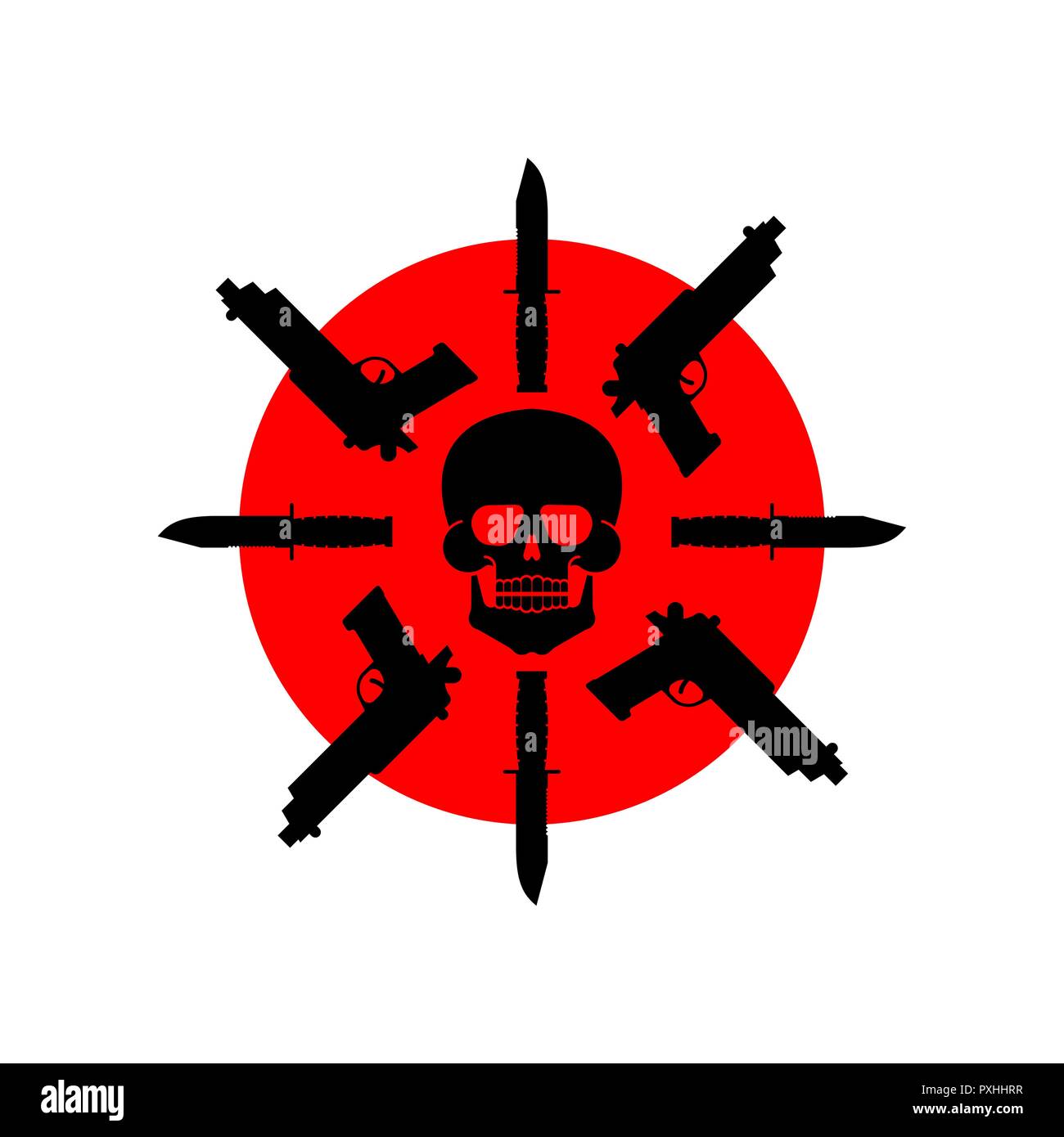 Skull gun and knife symbol. Army sign Stock Vector Image & Art - Alamy