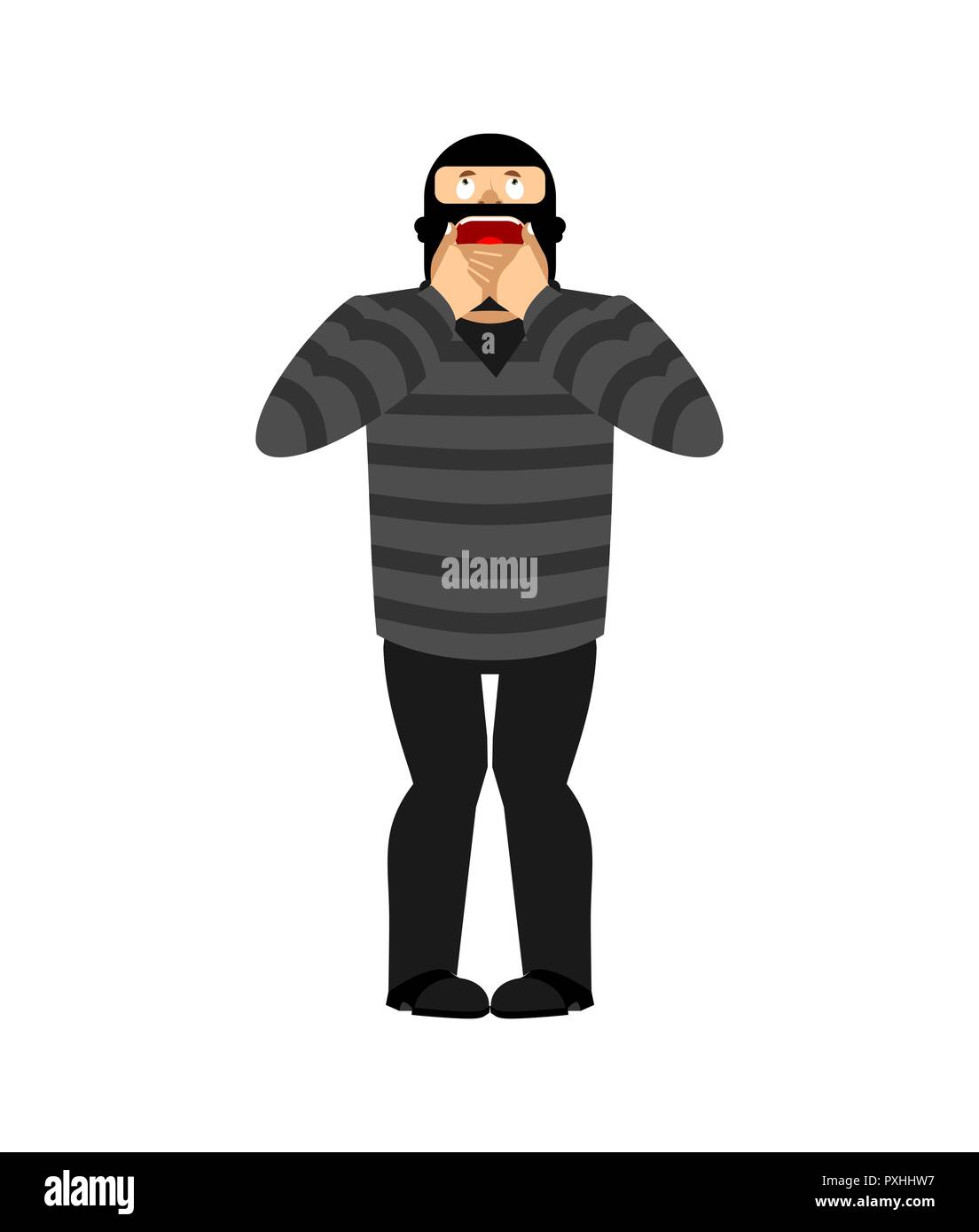 Robber afraid. burglar Frightened. afraid plunderer Vector illustration ...