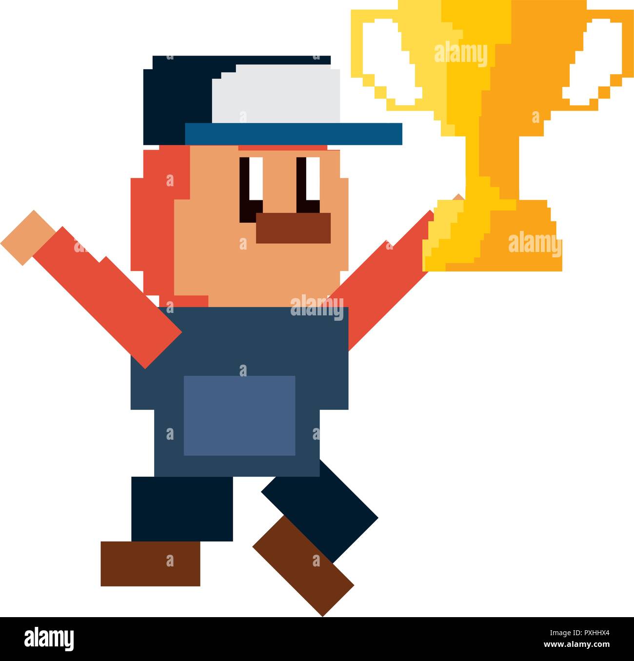 character with trophy pixel video game vector illustration Stock Vector ...