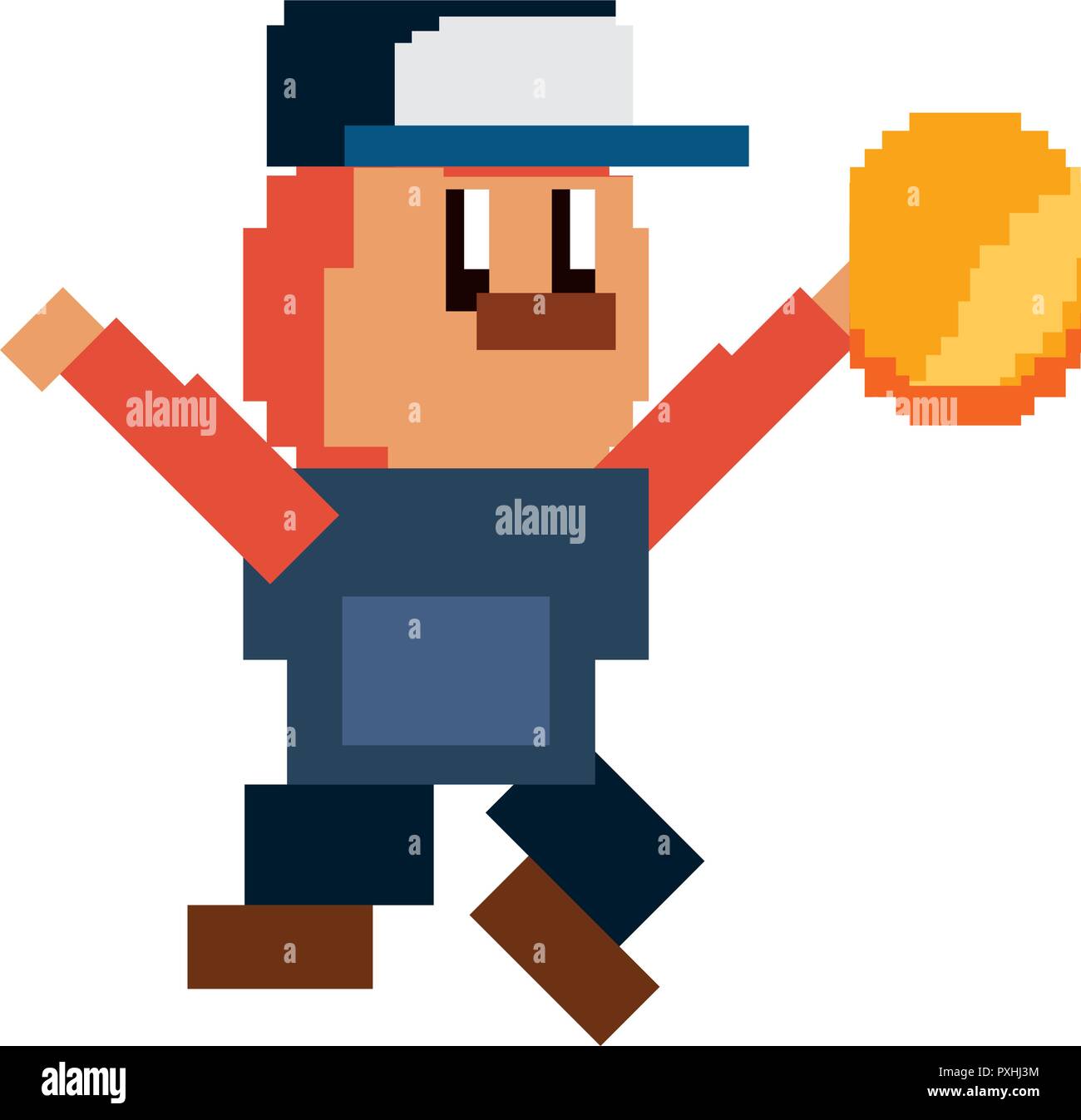 character with coin pixel video game vector illustration Stock Vector ...