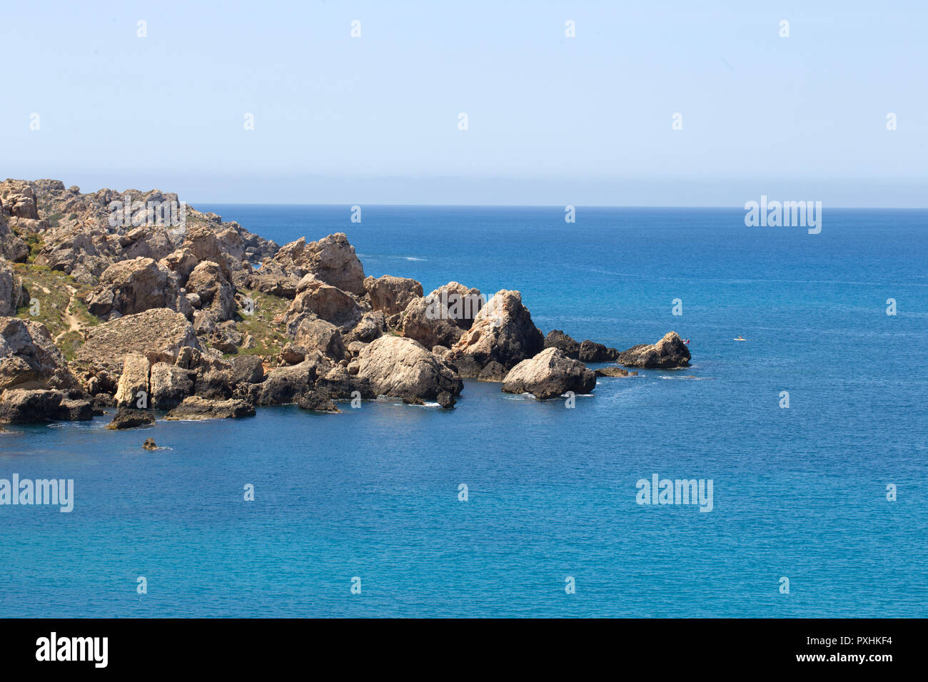 Mediterranean rocky seashore at Malta, Europe Stock Photo - Alamy