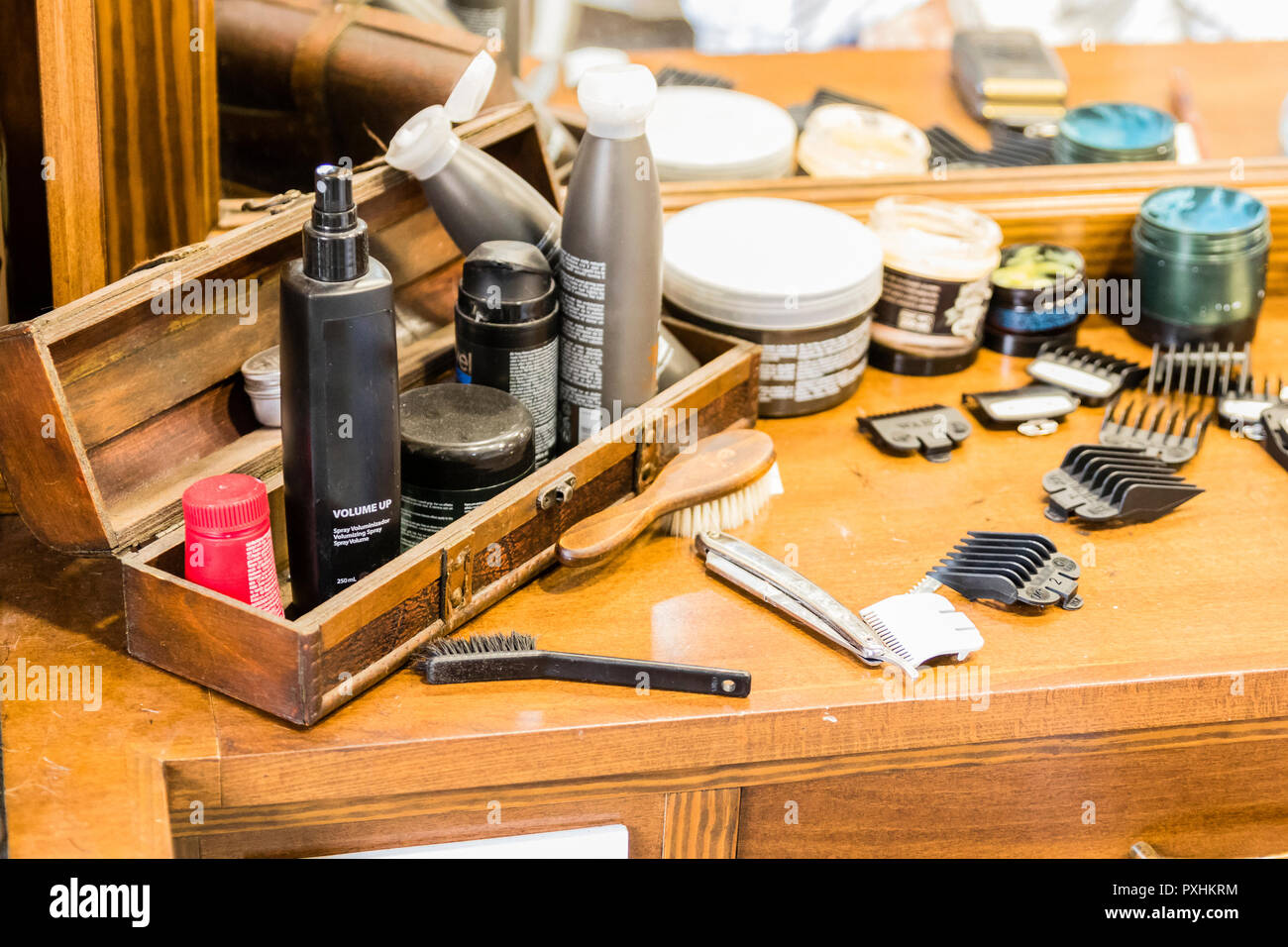 Barber shop table hi-res stock photography and images - Alamy
