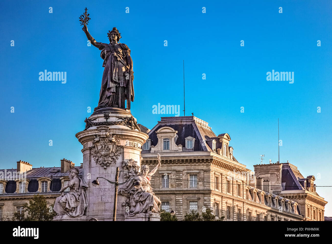 France Paris, the monument to the Republic with the simbolic statue of ...