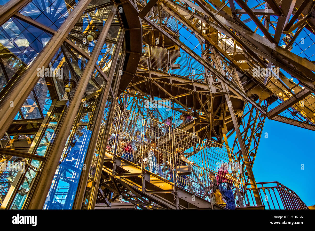 France Paris, the internal structures of of the Eiffel tower Stock ...