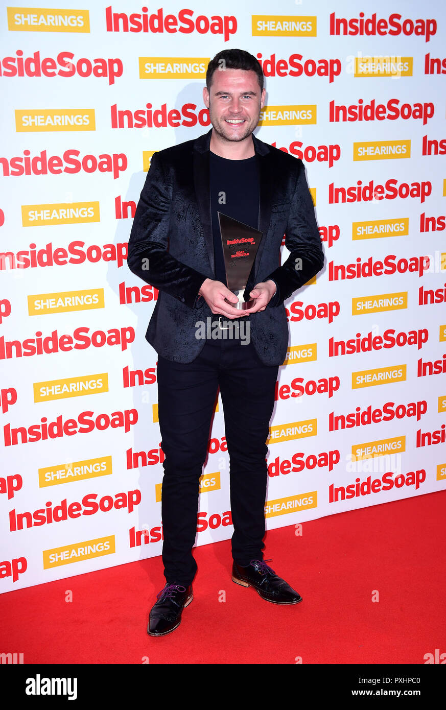 Danny Miller with his award for Soap Superstar attending the Inside ...
