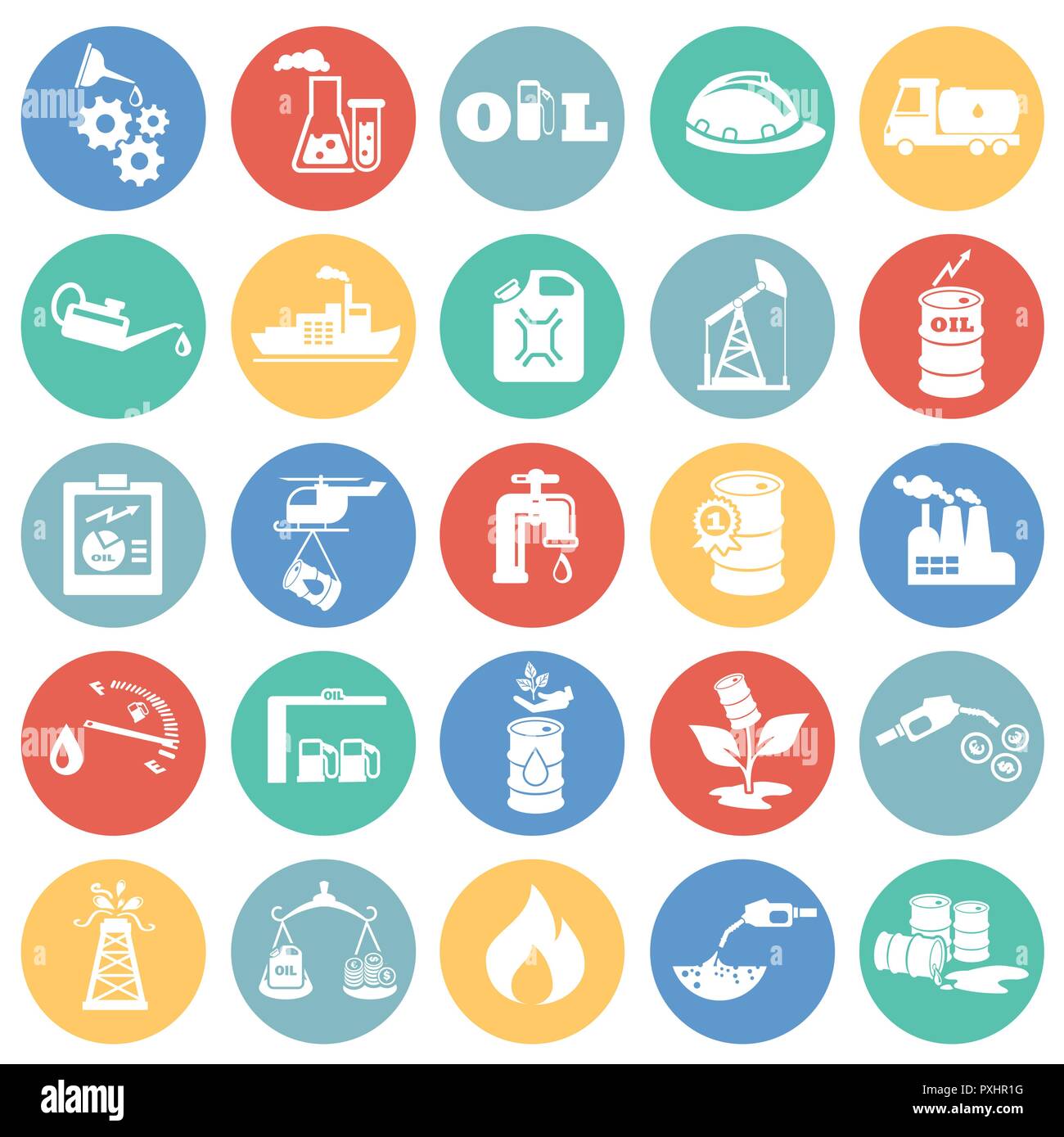 Oil industry icons on color circle background Stock Vector Image & Art ...