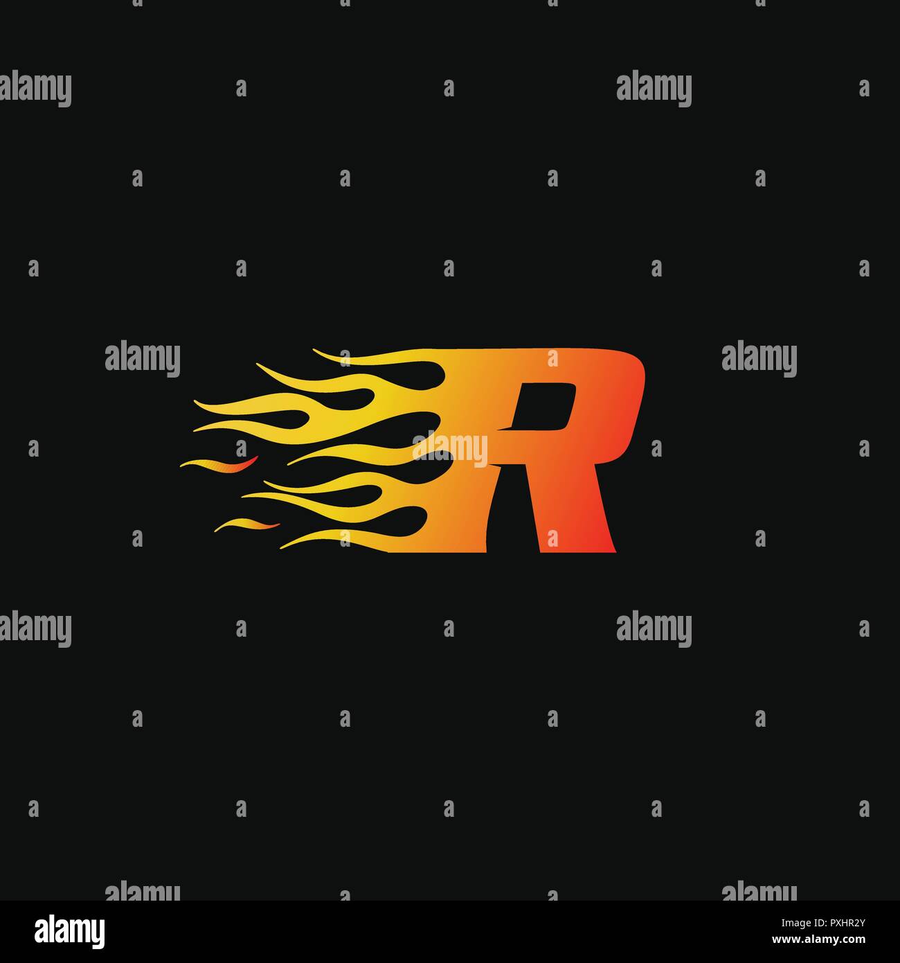 letter R Burning flame logo design template Stock Vector Image & Art ...