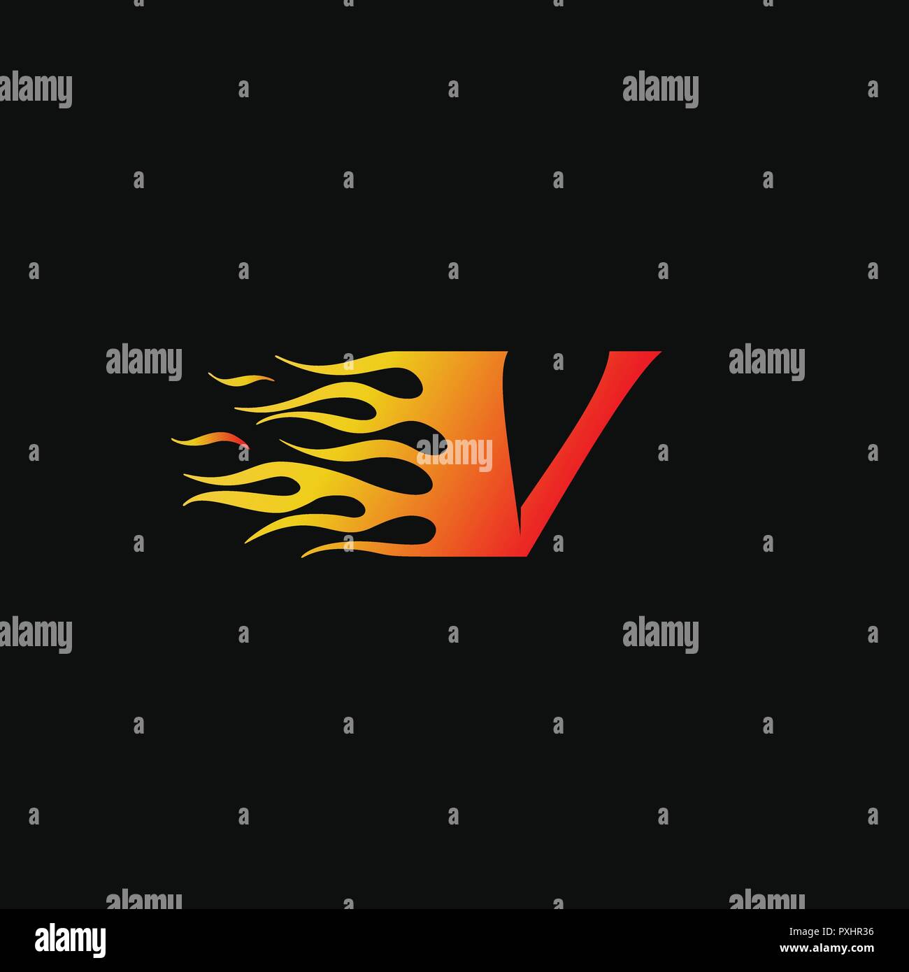 letter V Burning flame logo design template Stock Vector Image & Art ...