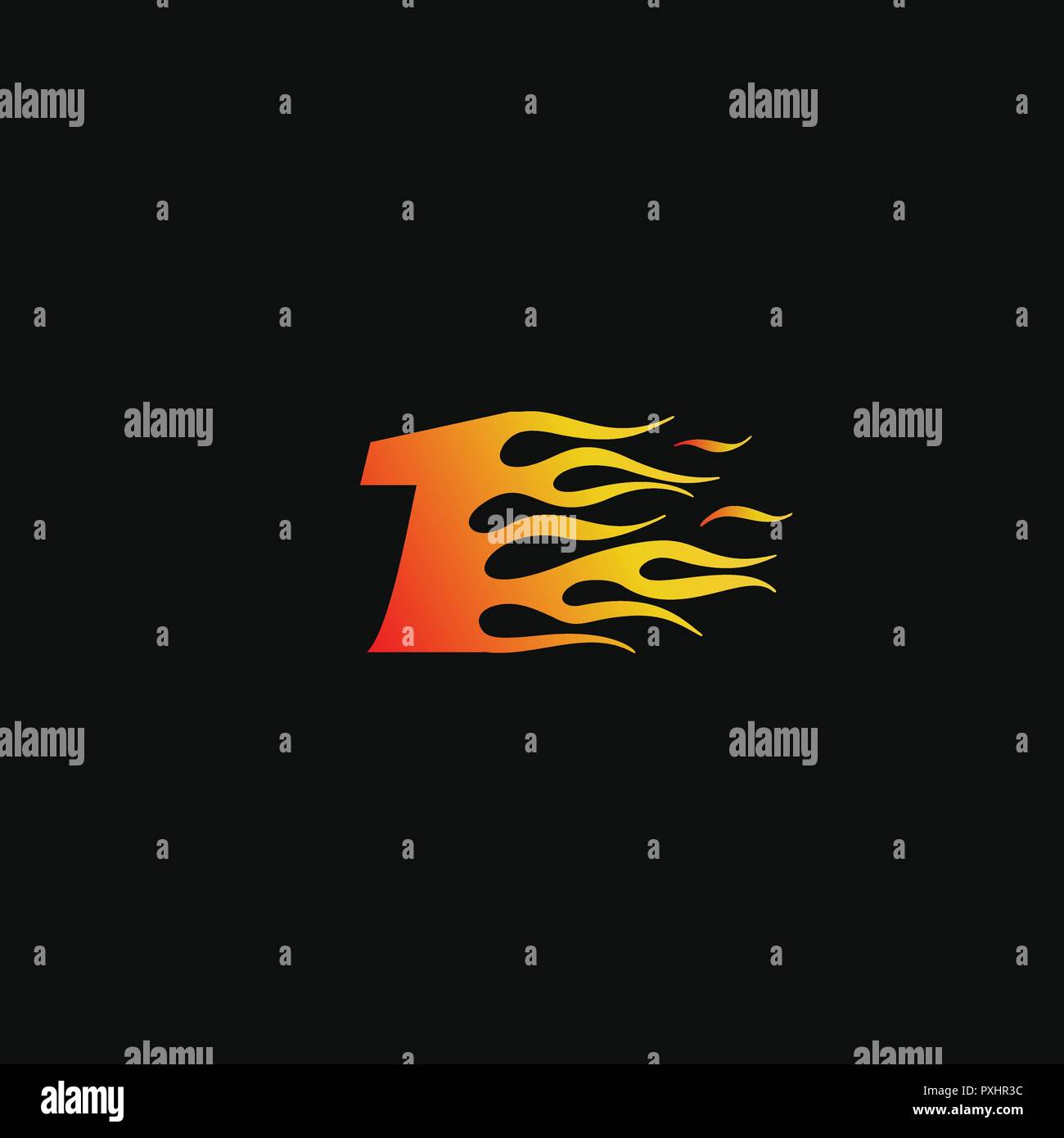 Number 1 Burning flame logo design template Stock Vector Image & Art ...