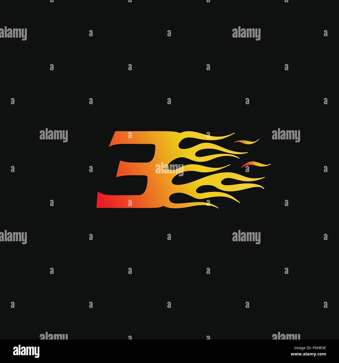 Number 3 Burning flame logo design template Stock Vector Image & Art ...