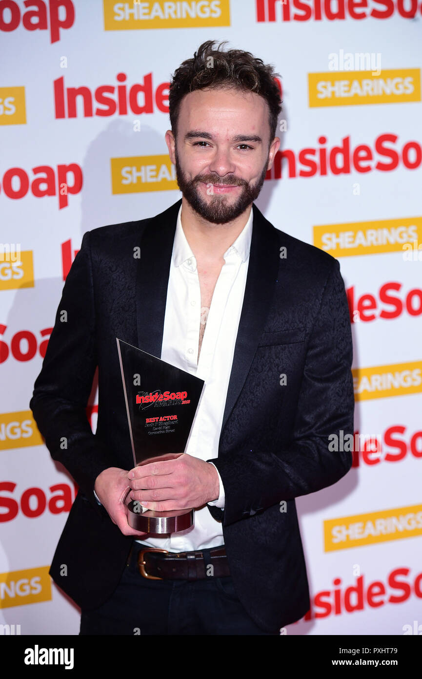 Jack P. Shepherd with his award for Best Actor attending the Inside ...