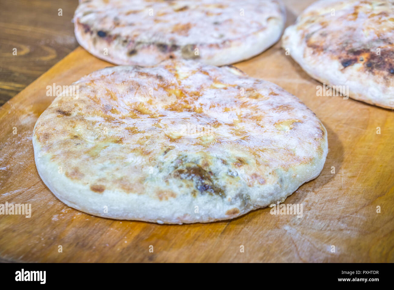 Kubdari with meat. Traditional Georgian dish, Svaneti, Georgia Stock ...