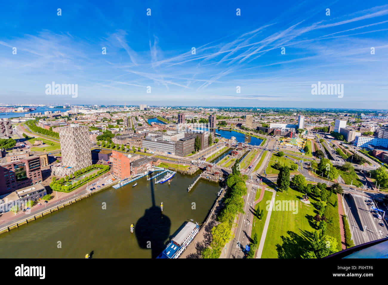 aerial view of a part of the city of Rotterdam in the Netherlands ...