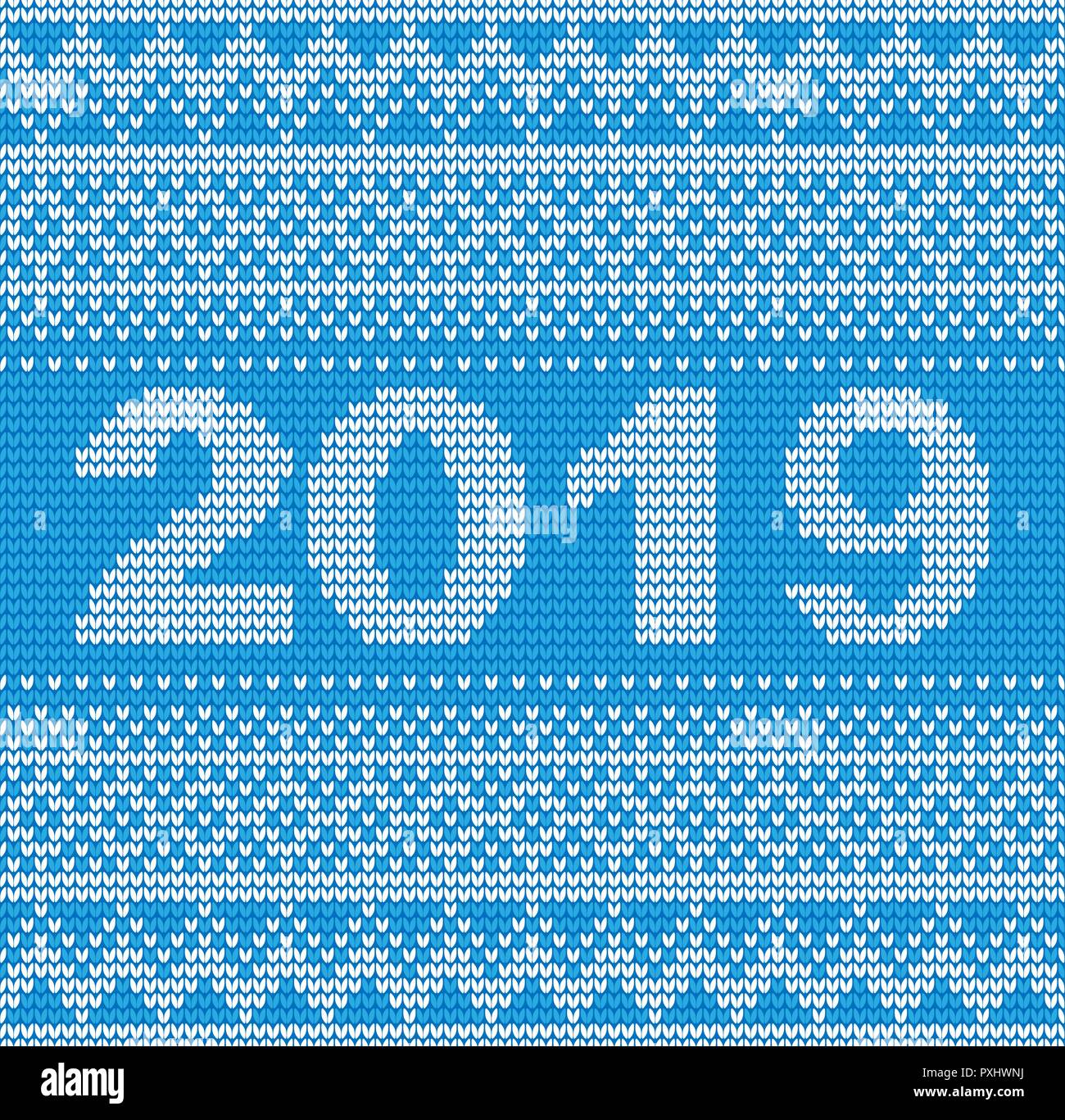 Abstract blue and white seamless new 2019 year knitting pattern ...