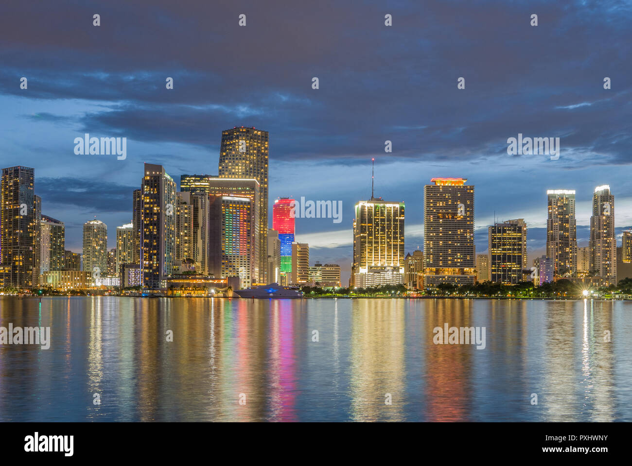 Business and corporate background of Miami downtown against the sunset ...