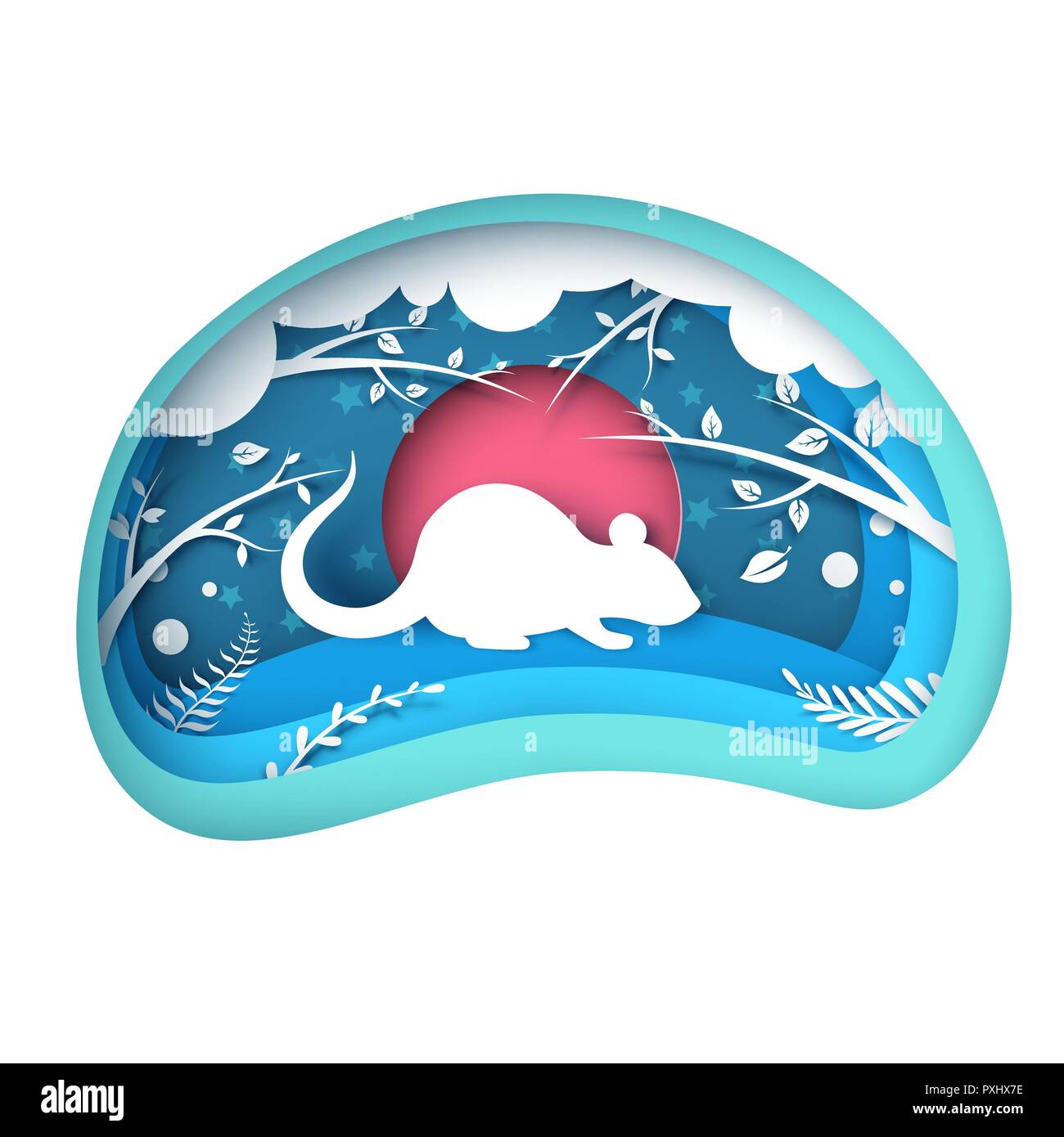 Paper mouse characters. Cartoon paper landscape Stock Vector Image ...
