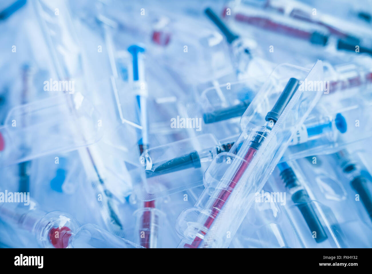Medical waste, therapeutic syringes in packaging Stock Photo - Alamy