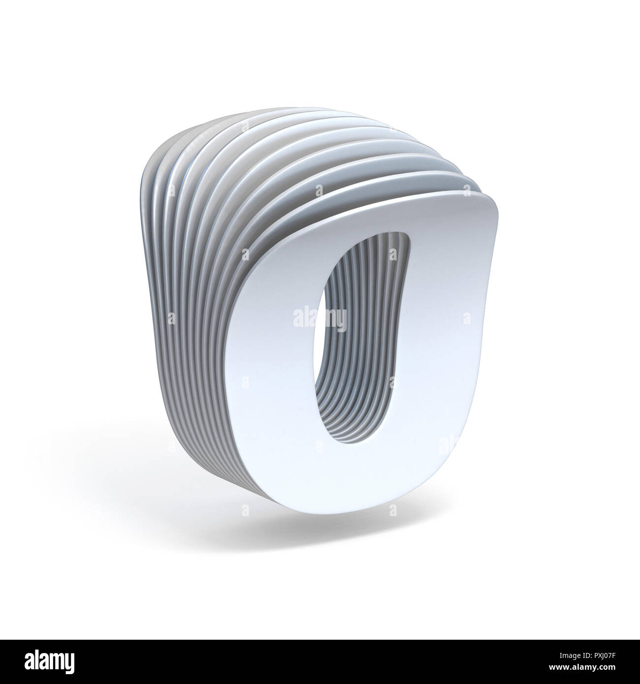 Curved paper sheets Number 0 ZERO 3D render illustration isolated on ...