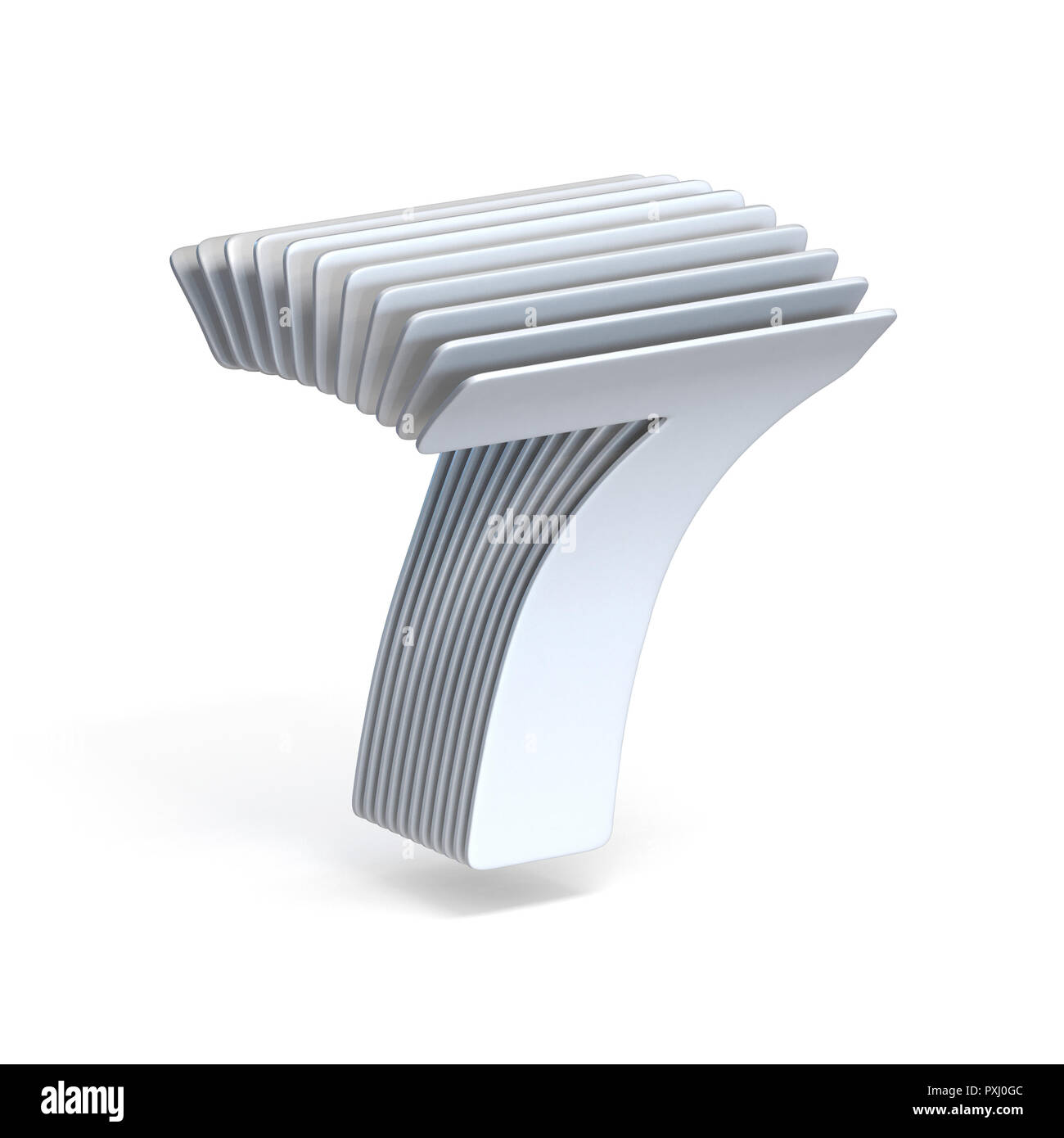 Curved paper sheets Number 7 SEVEN 3D render illustration isolated on ...