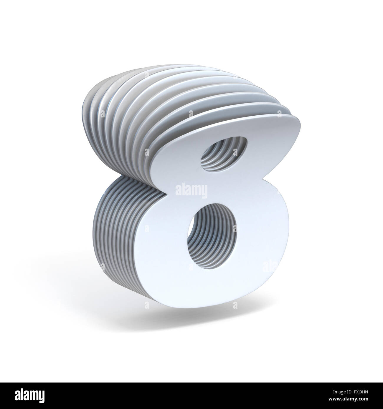Curved paper sheets Number 8 EIGHT 3D render illustration isolated on ...