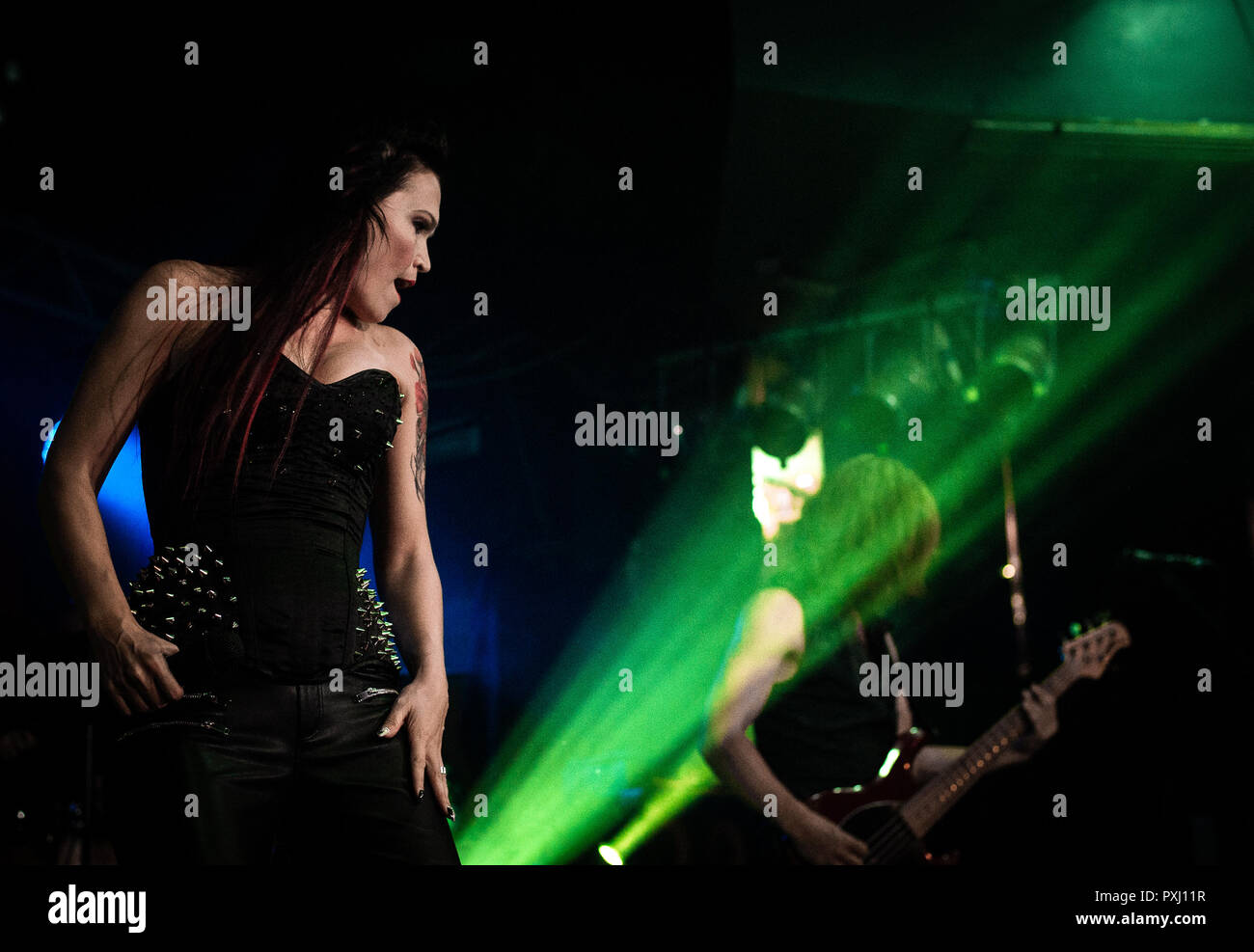 Finnish singer and songwriter, Tarja Turunen performing live on stage ...