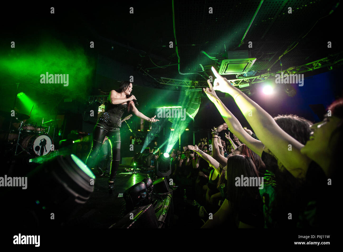 Finnish singer and songwriter, Tarja Turunen performing live on stage ...